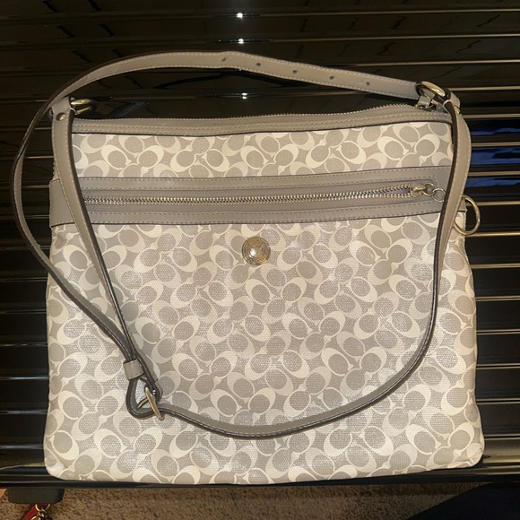 Coach | Bags | Coach Signature Logo Gray Shoulder Bag Purse | Poshmark
